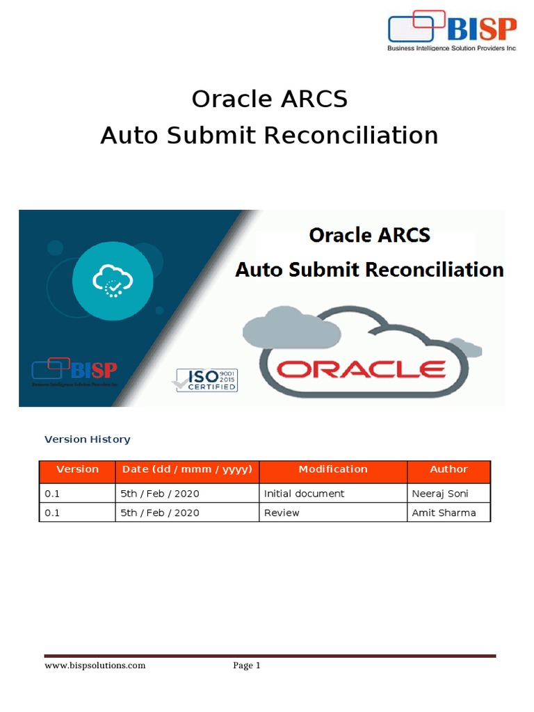 Oracle ARCS Auto Submit Reconciliation | PDF | Software | Areas Of Computer Science