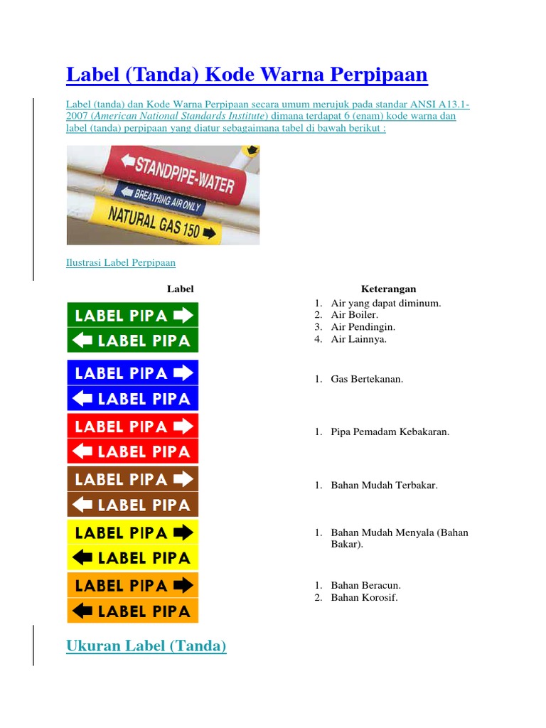 Label Warna Pipa | PDF
