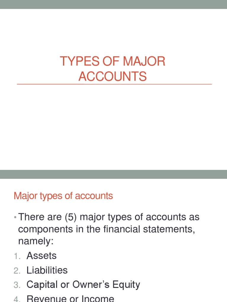 Types of Major Accounts | Download Free PDF | Debits And Credits | Expense