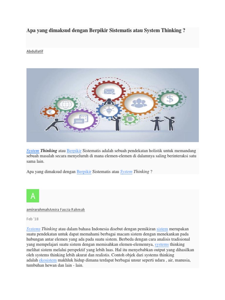 Apa Yang Dimaksud Dengan Berpikir Sistematis Atau System Thinking | PDF ...