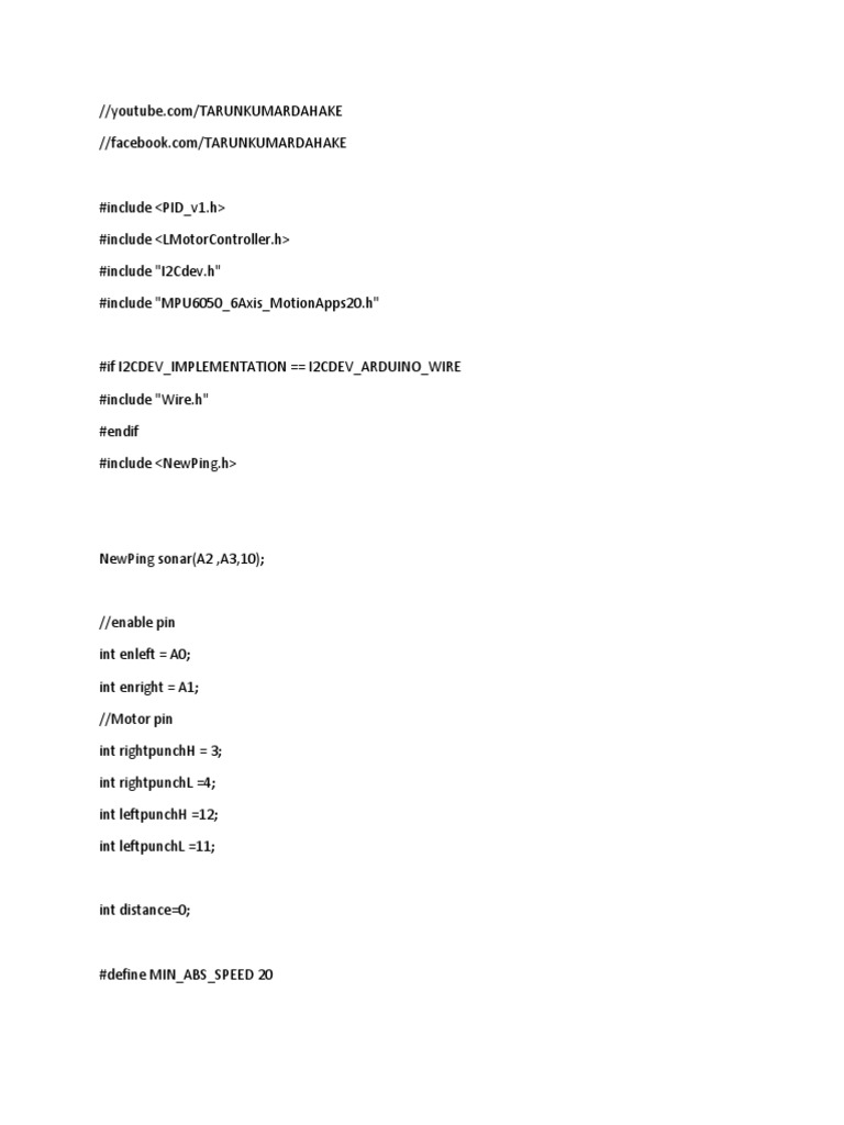 Arduino Code Self-Balancing Robot | PDF | Digital Electronics ...