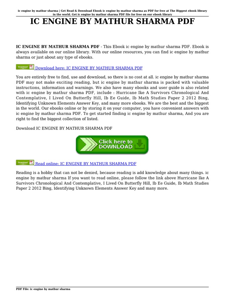Ic Engine by Mathur Sharma PDF | PDF | E Books | Electronic Publishing