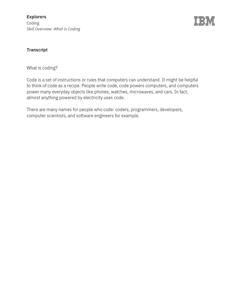 Transcript Coding What Is Coding 1 1 | PDF
