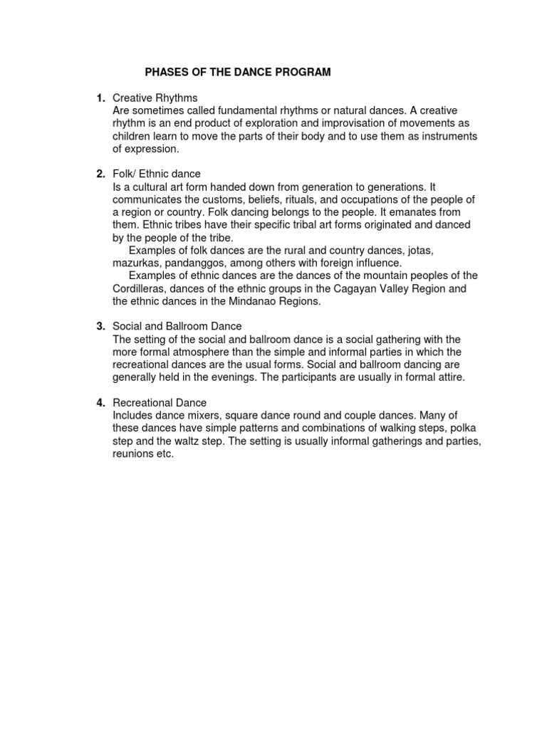 Phases of Dance | PDF | Language Arts & Discipline | Foreign Language ...