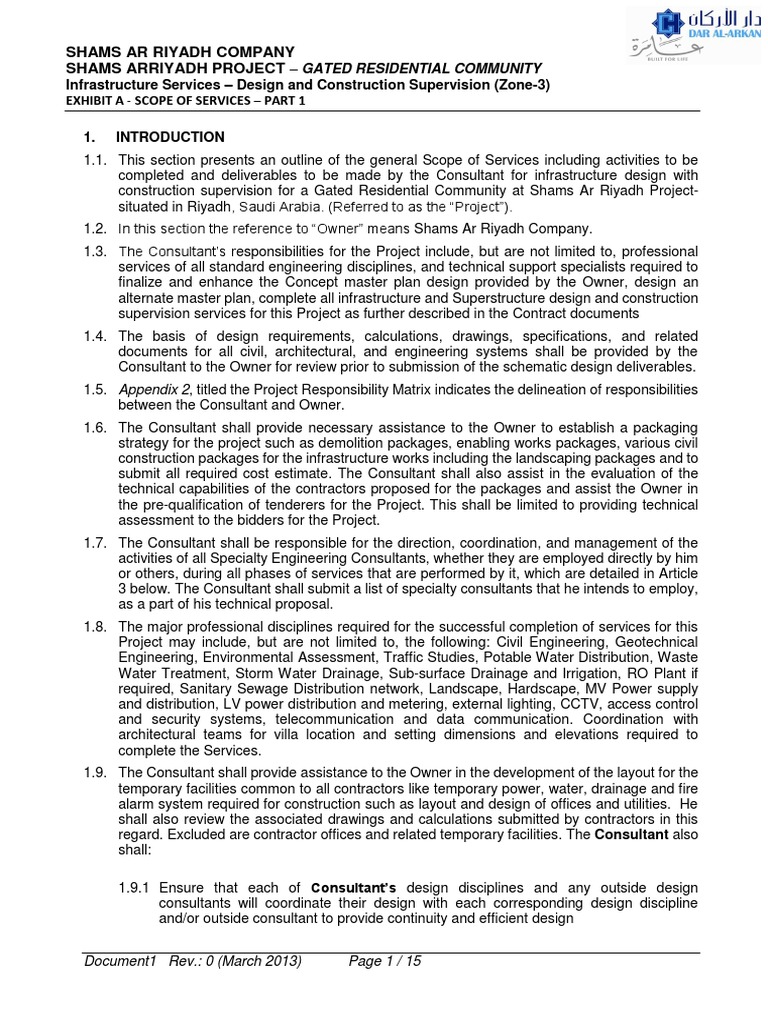 2.0 Exhibit A - Infrastructure Ervices - Scope of Services | PDF | Road ...