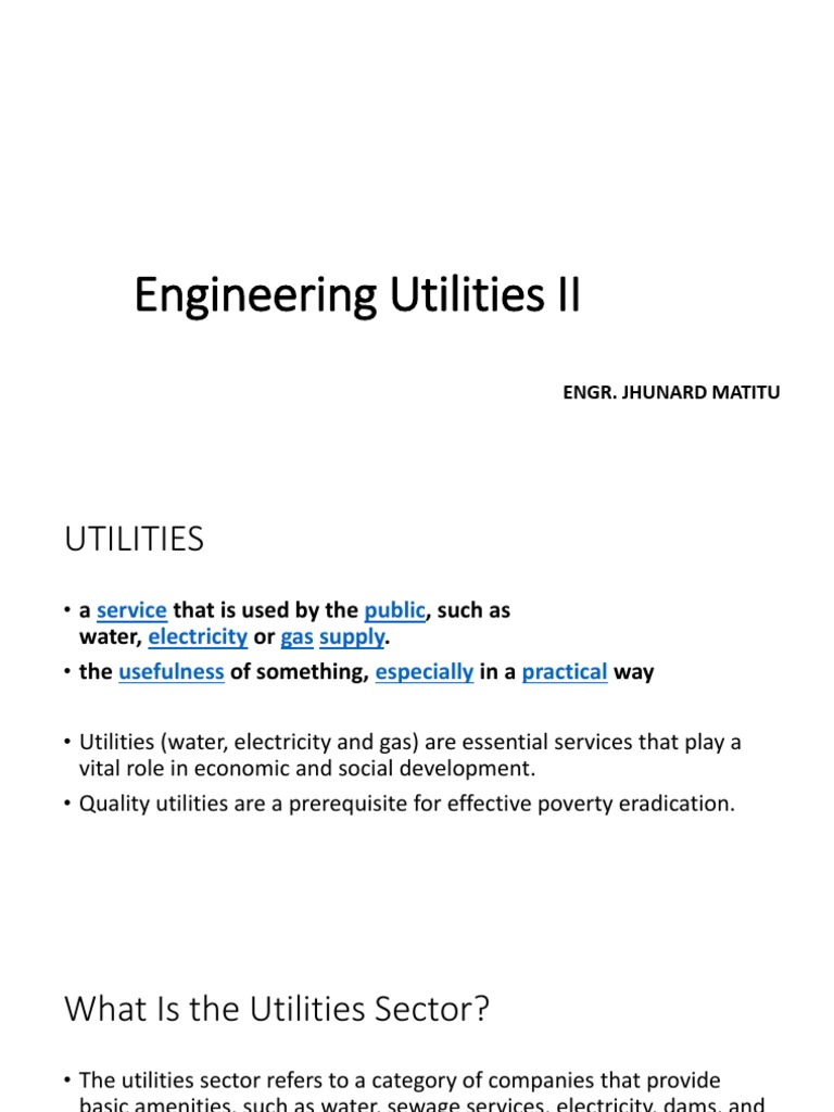 1.-LECTURE For Engineering Utilities | PDF | Plumbing | Water Supply
