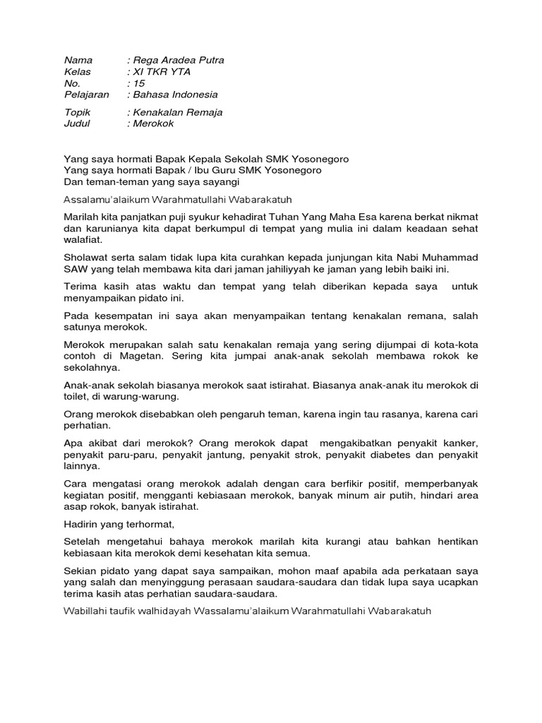 Yang Saya Hormati Bapak Kepala Sekolah SMK Yosonegoro | PDF