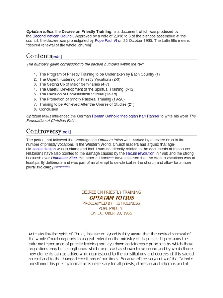 Optatam Totius | PDF | Clergy | Christianity