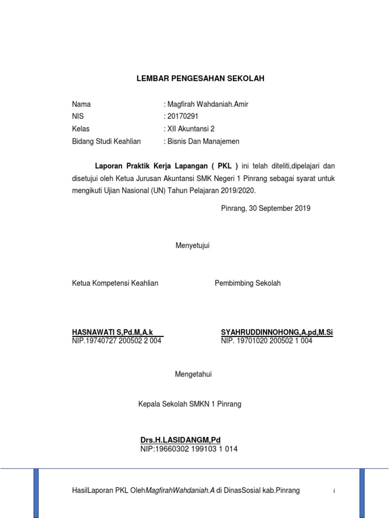 Lembar Pengesahan Sekolah | PDF