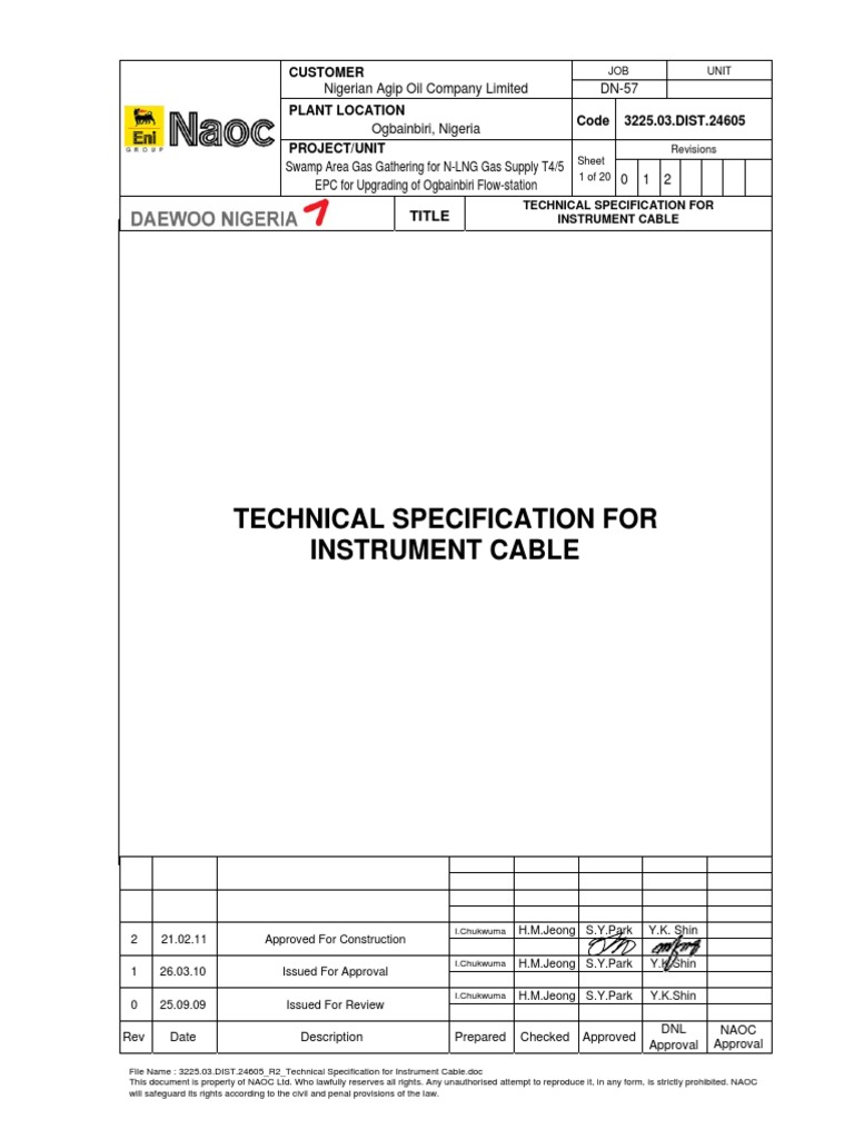 3225.03.DIST.24605 - R2 - Technical Specification For Instrument Cable ...