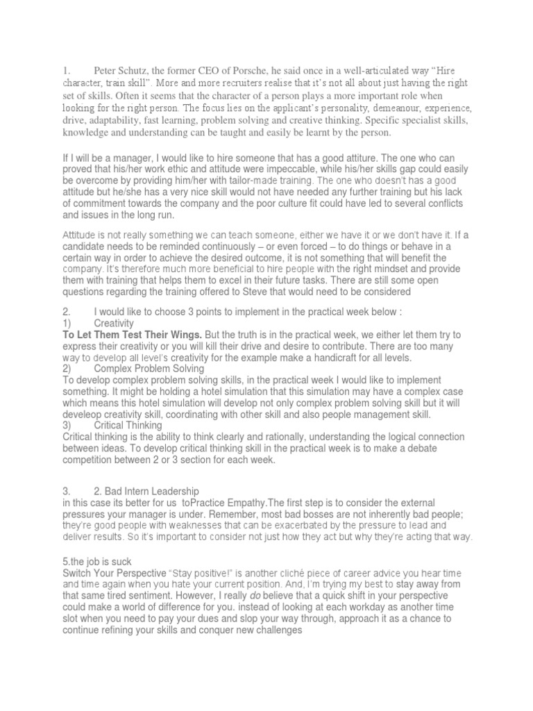 The Importance of Hiring for Character Over Skills | PDF | Critical ...
