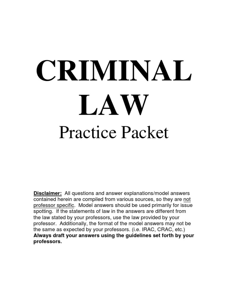 Criminal Law Practice Packet 2010 | PDF | Manslaughter | Murder