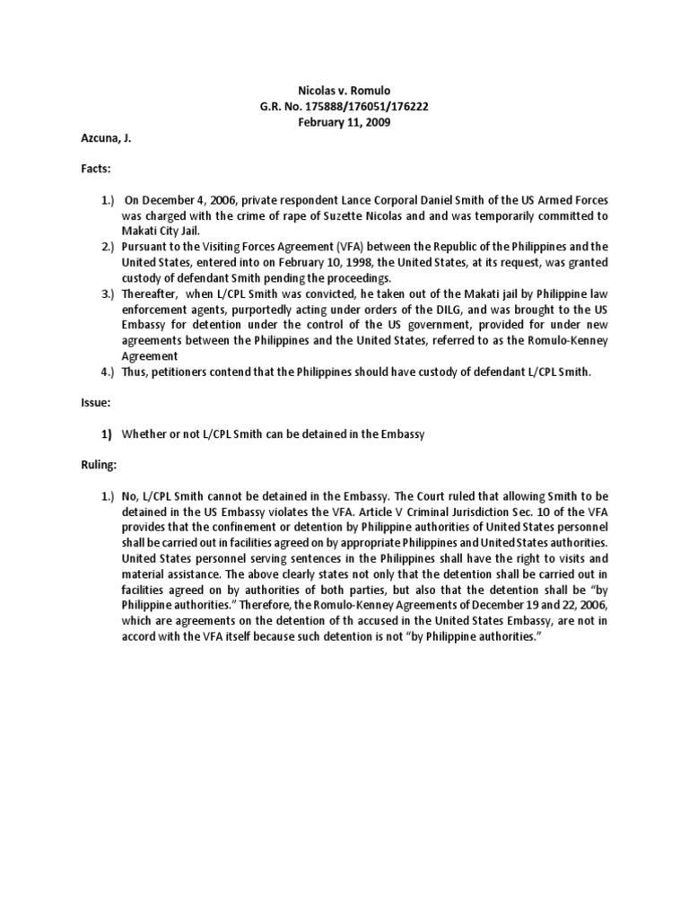 Nicolas v. Romulo Case Digest | PDF