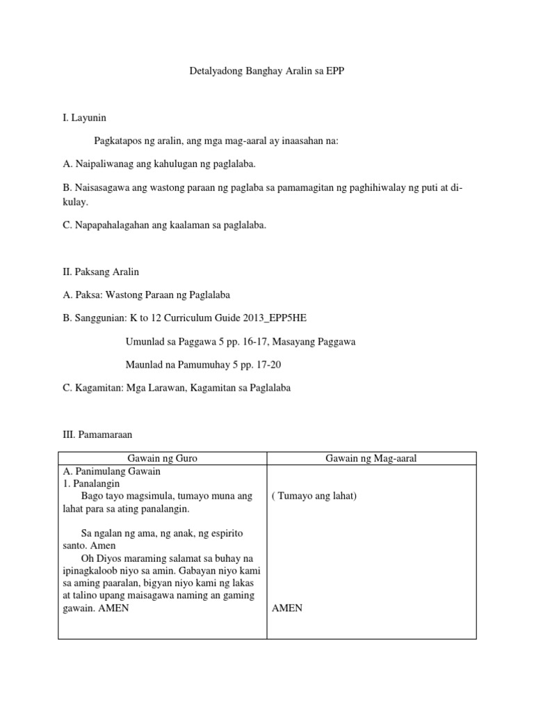 Detalyadong Banghay Aralin Sa EPP (CHARITY) | PDF