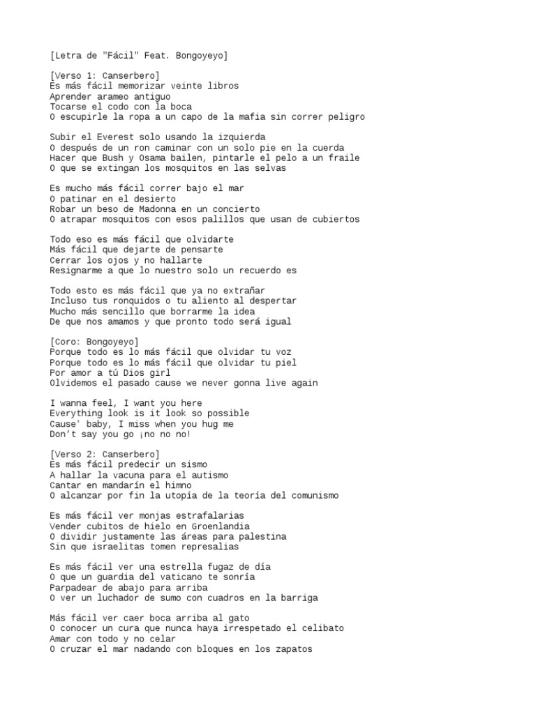Facil Letra Canserbero | PDF | Entretenimiento (general)