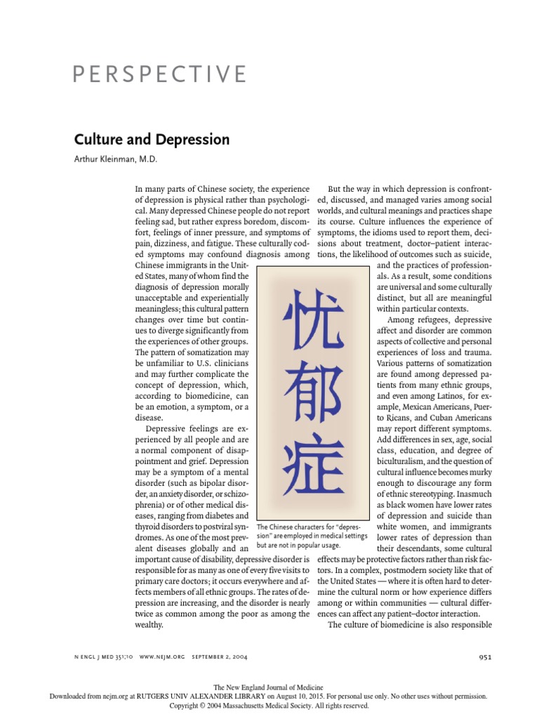 Culture and Depression - Kleinman | PDF | Major Depressive Disorder ...