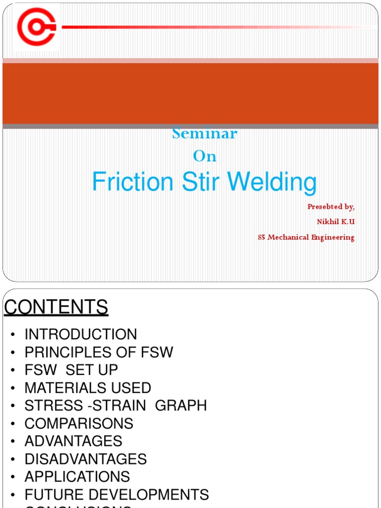 Friction Stir Welding Seminar Overview | PDF | Welding | Construction