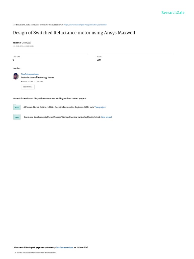 Design of Switched Reluctance Motor Using Ansys Maxwell | PDF | Electric Motor | Force