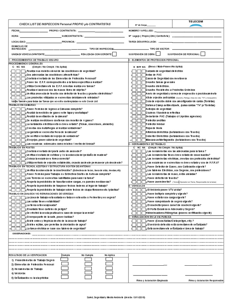 Check List General | PDF | Bienes manufacturados | Equipo