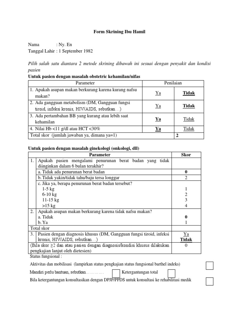 Form Skrining Bumil | PDF