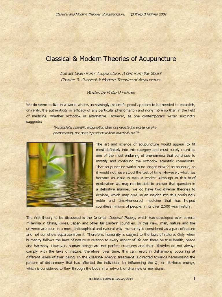 Classical and Modern Theories of Acupuncture | PDF | Meridian (Chinese ...