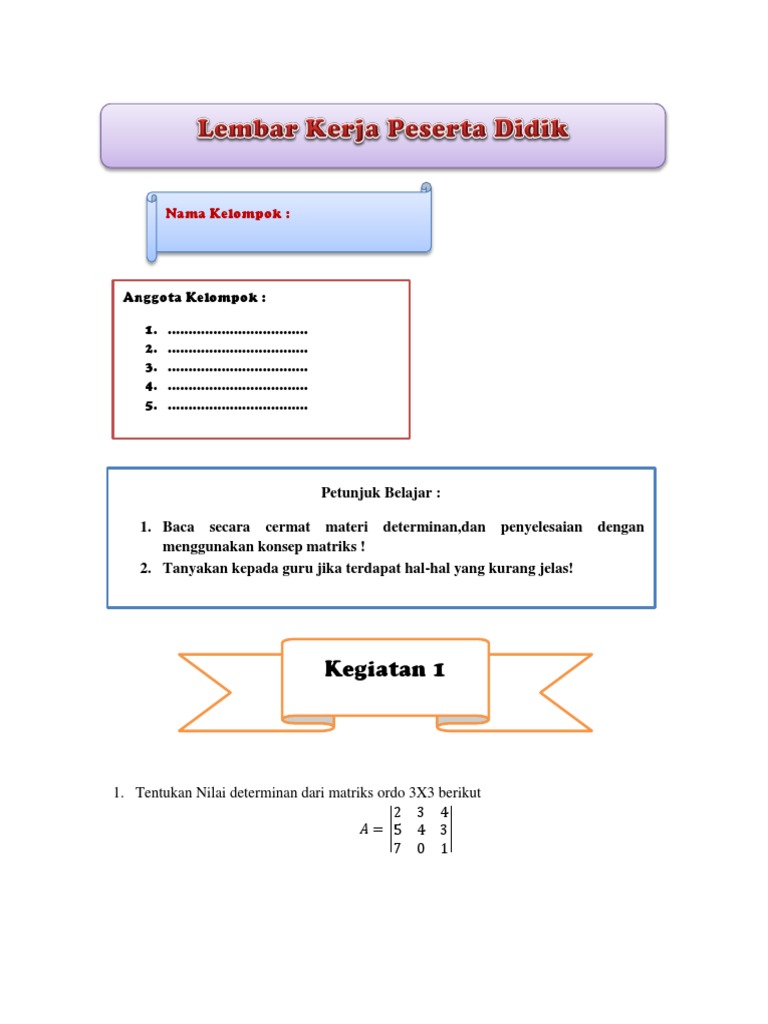 LKPD Determinan Matriks | PDF
