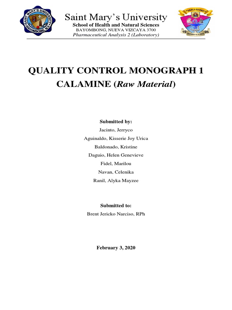 Calamine Quality Control Monograph | PDF | Solubility | Acid