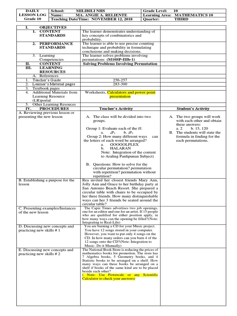 Permutation DLL | PDF | Permutation | Learning