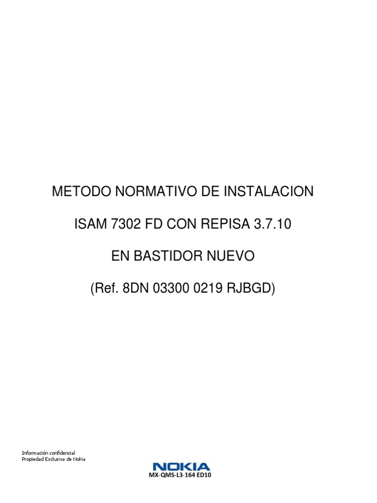 MX-QMS-L3-164 Ed10 Metodo Normativo de Instalación Isam 7302 FD Con ...