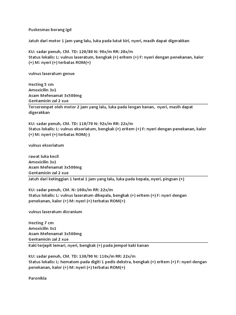 Puskesmas Borang Igd | PDF