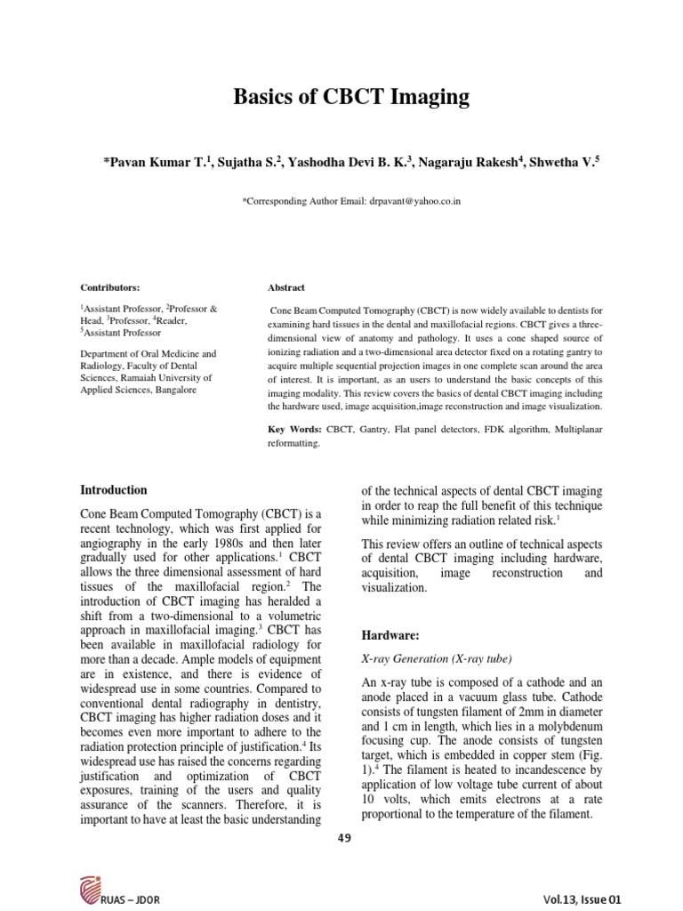 Basic of CBCT Imaging | PDF | Charge Coupled Device | Ct Scan