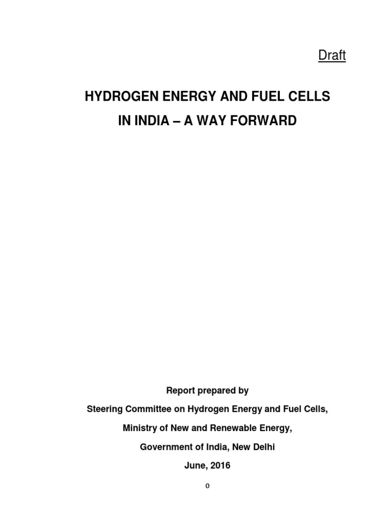 Draft Report On Hydrogen Energy and Fuel Cells A Way Forward | PDF ...