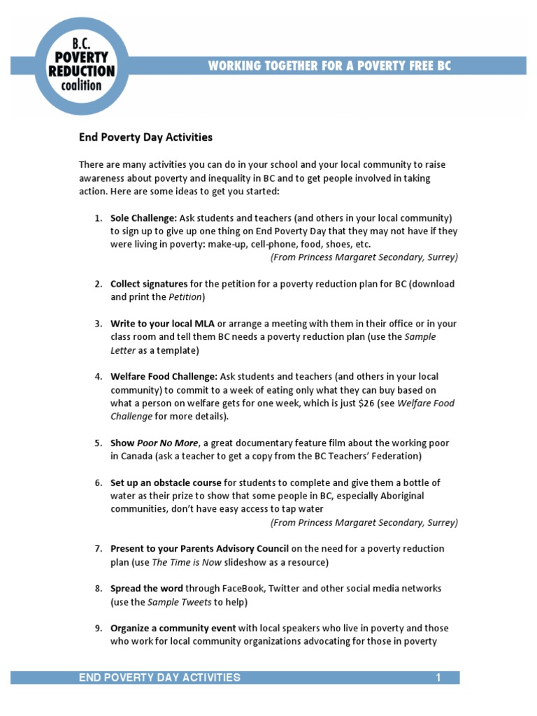 End Poverty Day: Community Activities | PDF | Poverty | Poverty ...