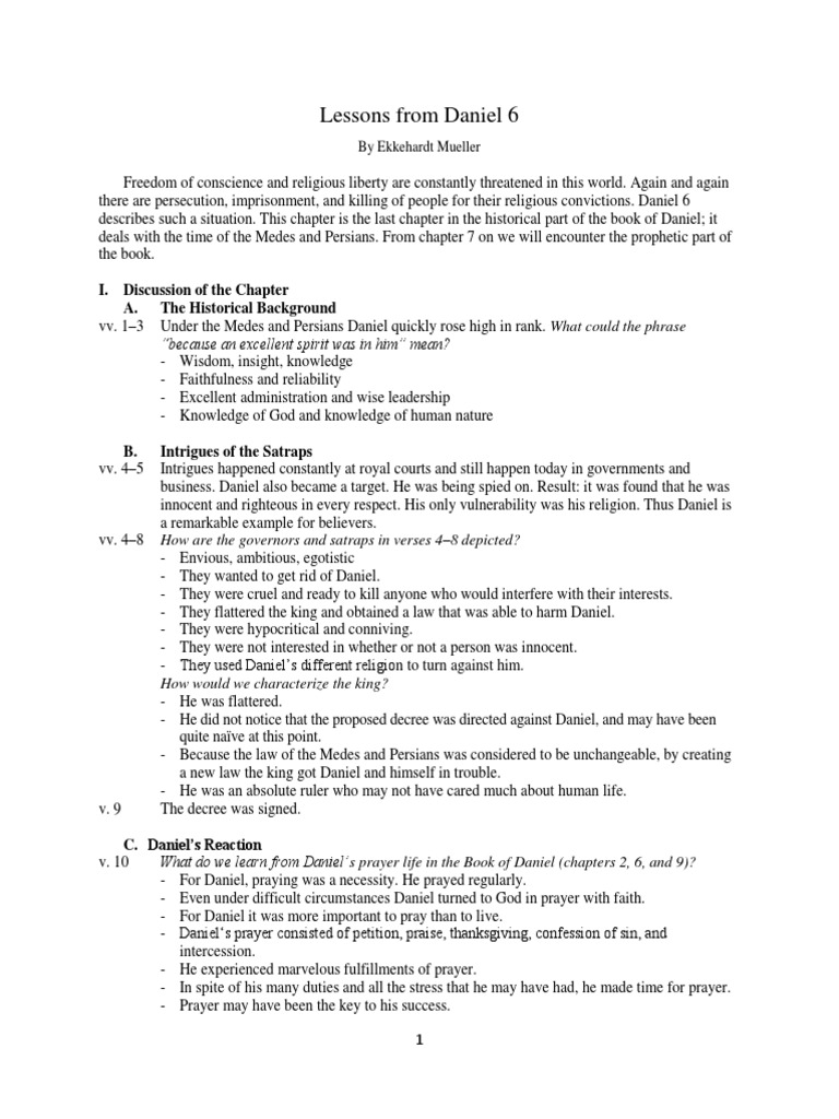 Lessons From Daniel 6 (1-16) - 0 PDF | PDF | Book Of Daniel | Freedom ...