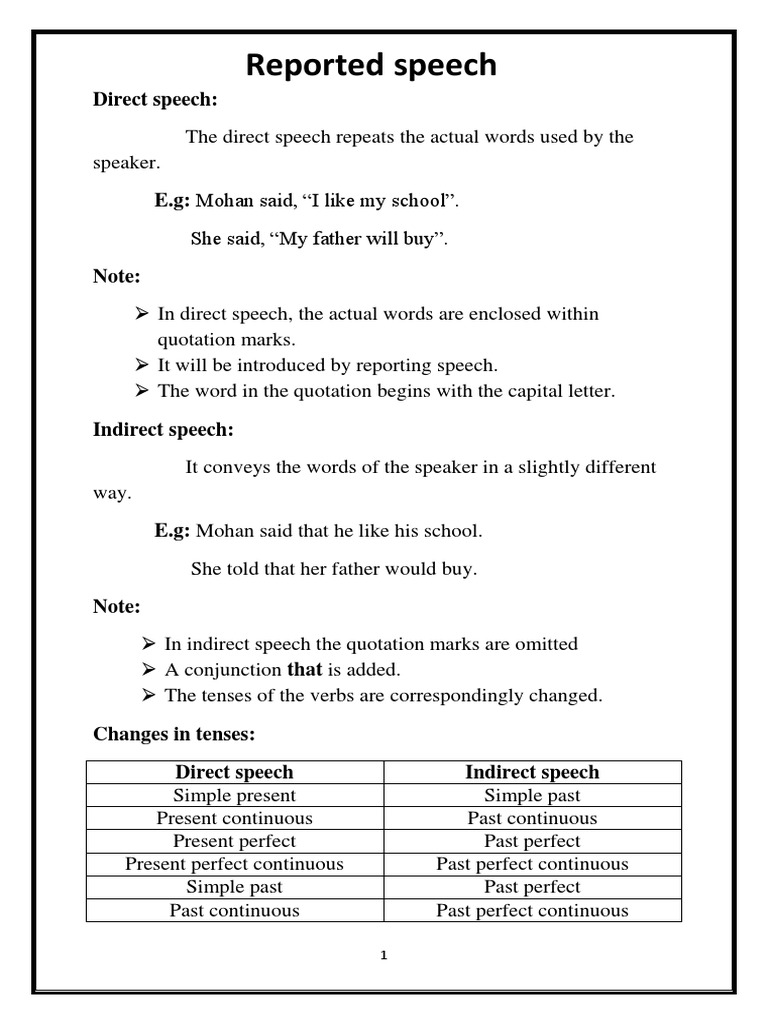 Reported Speech | PDF | Question | Grammatical Tense