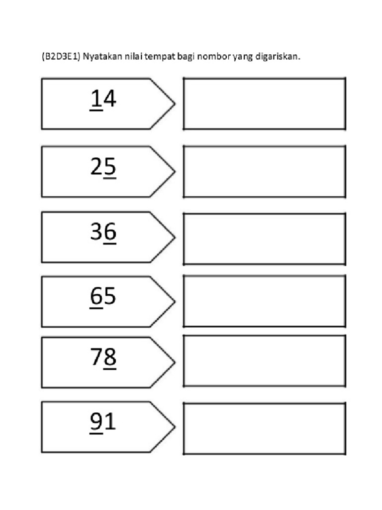 Latihan Nilai Tempat Dan Nilai Digit Pdf 