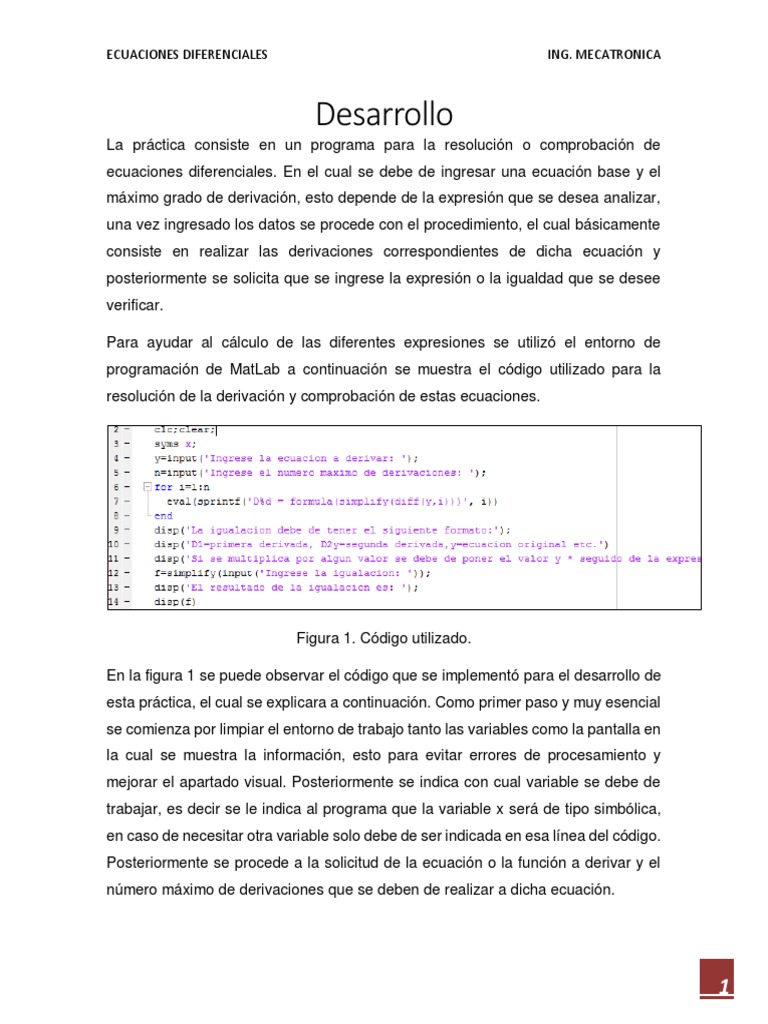 Practica1 ECUACIONES DIFERENCIALES | PDF | Ecuaciones | Programa de computadora