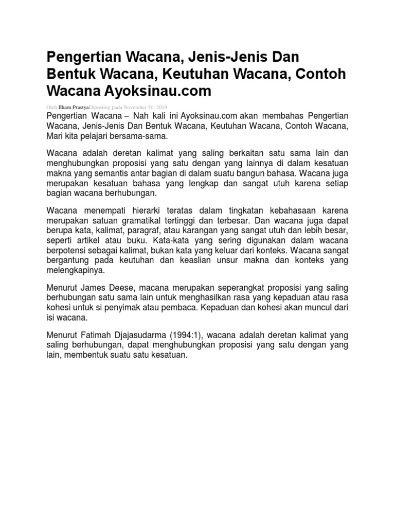 Pengertian Wacana | PDF