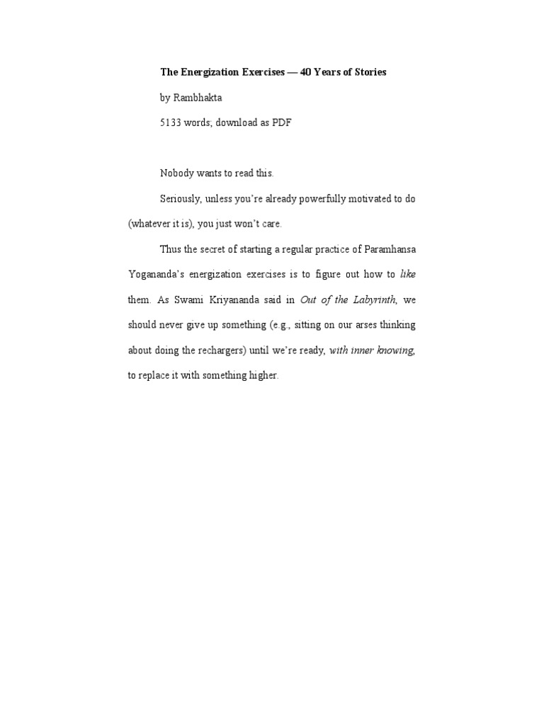 The Energization Exercises 1 | PDF