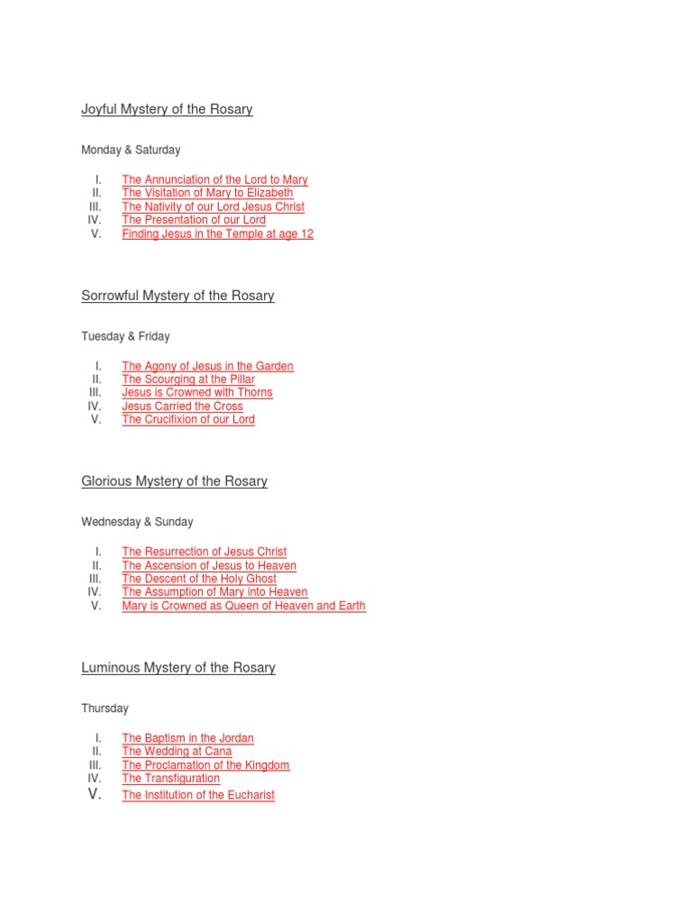 Joyful Mystery of The Rosary | PDF