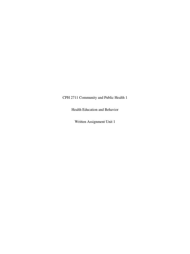 CPH 2711 Written Assignment Unit 1 | PDF | Mental Disorder | Major ...