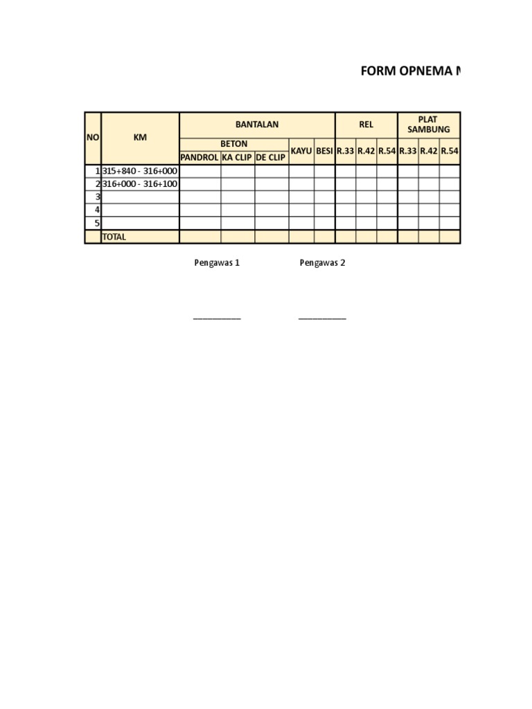 Form Opname Material | PDF
