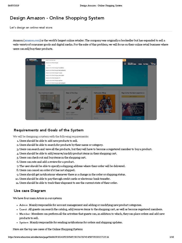 Design Amazon - Online Shopping System | PDF | Online Shopping | Computing
