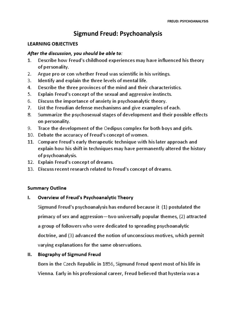 Chapter Summary Freud | PDF | Id | Sigmund Freud