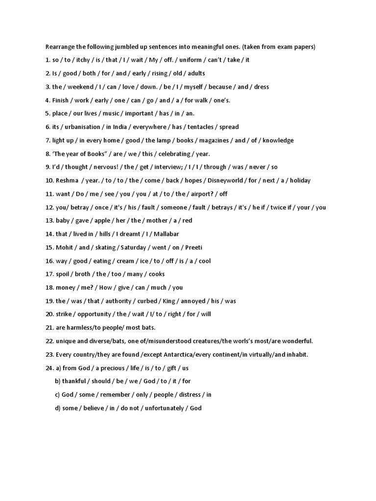 Jumbled Up Sentences | PDF