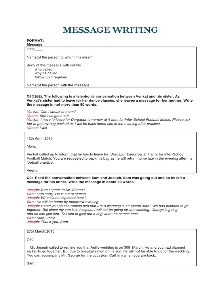 Message Writing | PDF