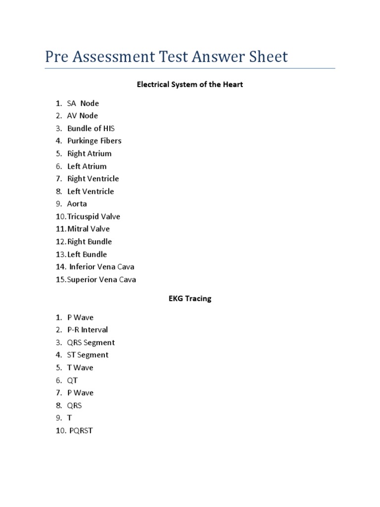 Heart Electrical System Test Answers | PDF | Heart Valve | Atrium (Heart)