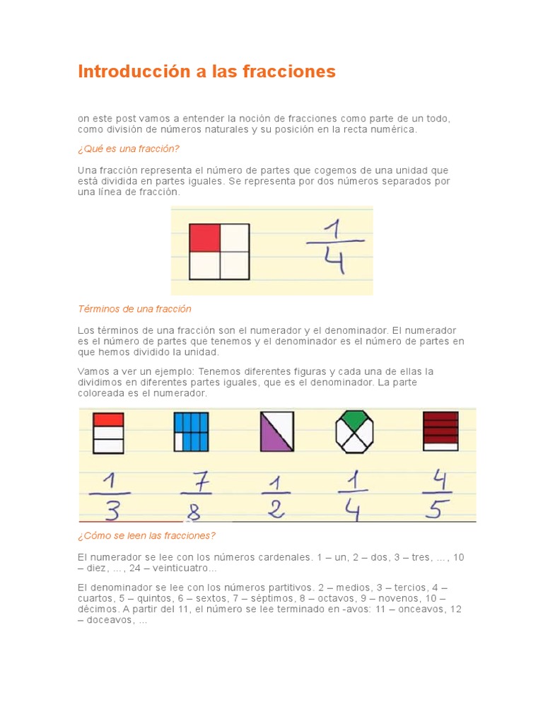 Introducción A Las Fracciones | PDF | Fracción (Matemáticas ...