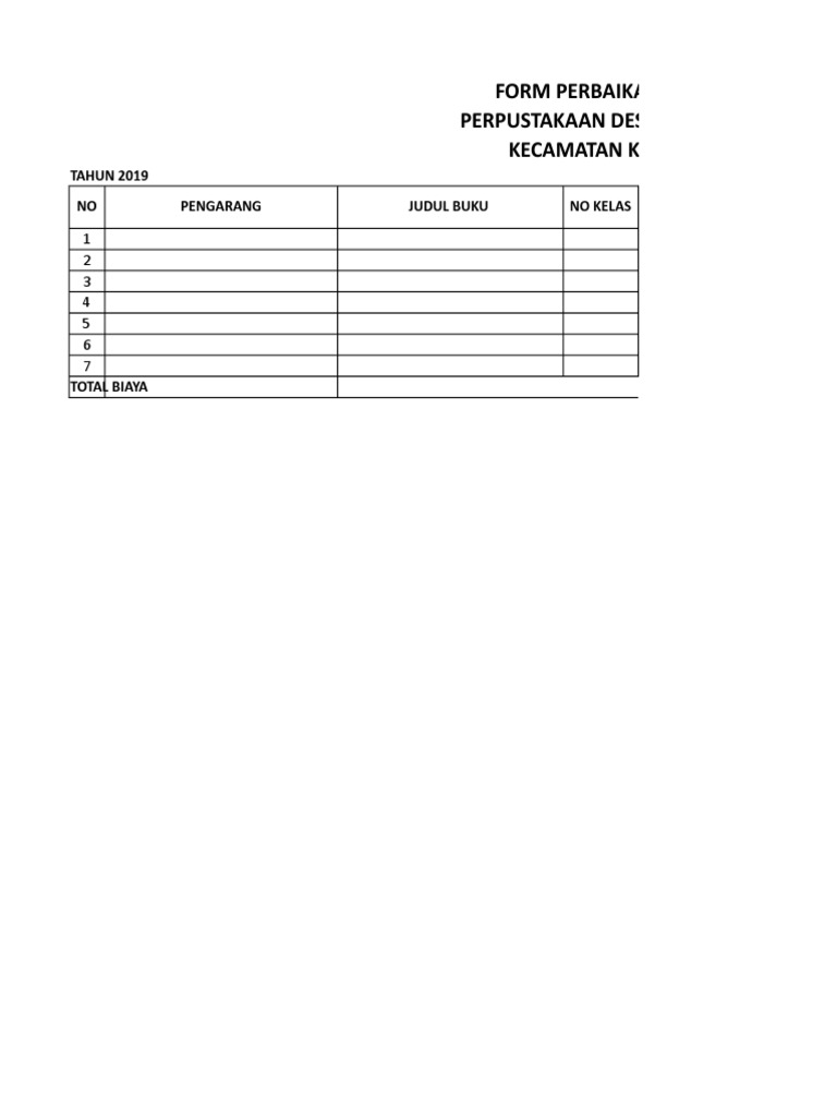 Form Perbaikan Buku | PDF