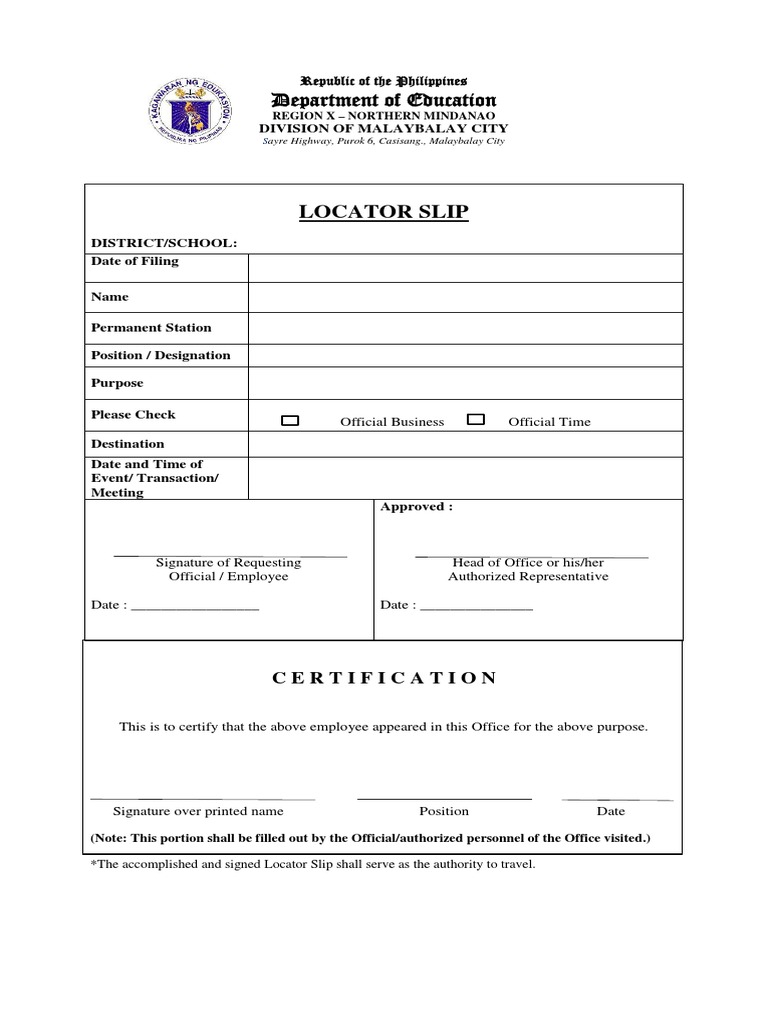 Certification and Locator Slip | PDF | Career & Growth